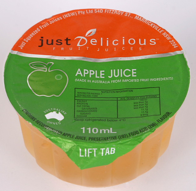 Apple Juice Cup 110ml Just Delicious